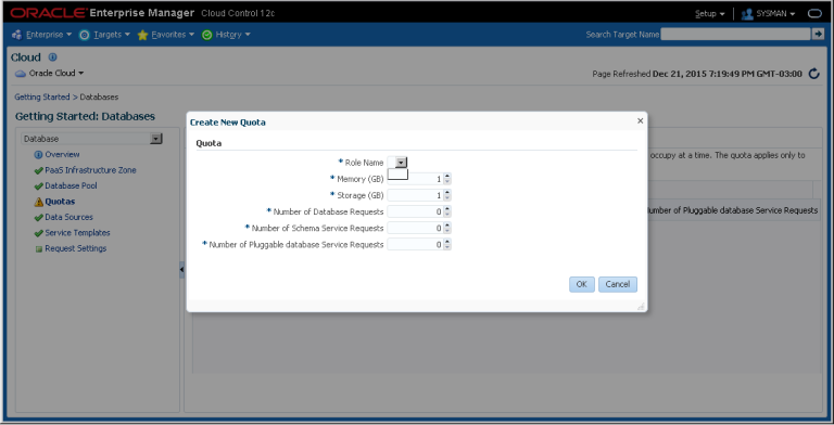 Creating ROLE for DBaaS in Oracle Enterprise Manager Cloud - DBA ... Creating ROLE for DBaaS in Oracle Enterprise Manager Cloud - DBA ...